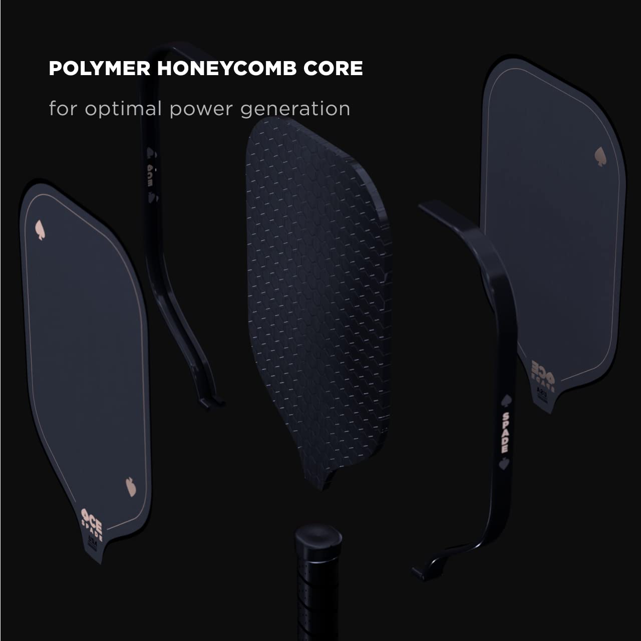 ACE Pickleball Spade - Premium Pickleball Paddle, Made of Carbon Fiber - USAPA Approved Best Pickle Ball Racket for Tournament Play - Non-Slip Grip Texture, Ultimate Spin & Control with Honeycomb Core