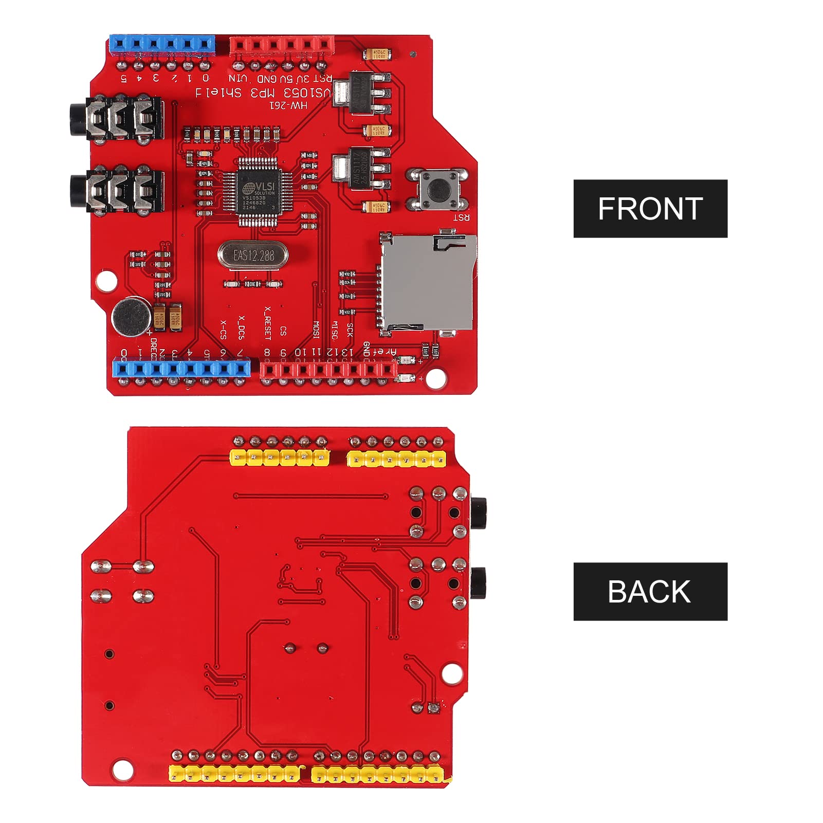 AITRIP 2PCS VS1053 VS1053B Stereo Audio MP3 Player Shield Record Decode Development Board Module with TF Card Slot for Arduino UNO R3 One