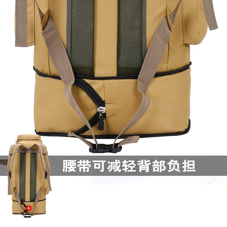 Aeseark Climbing Bags-70L Hiking Backpack Waterproof Military Camping Rucksack Traveling Bag Daypack (Black-70L)