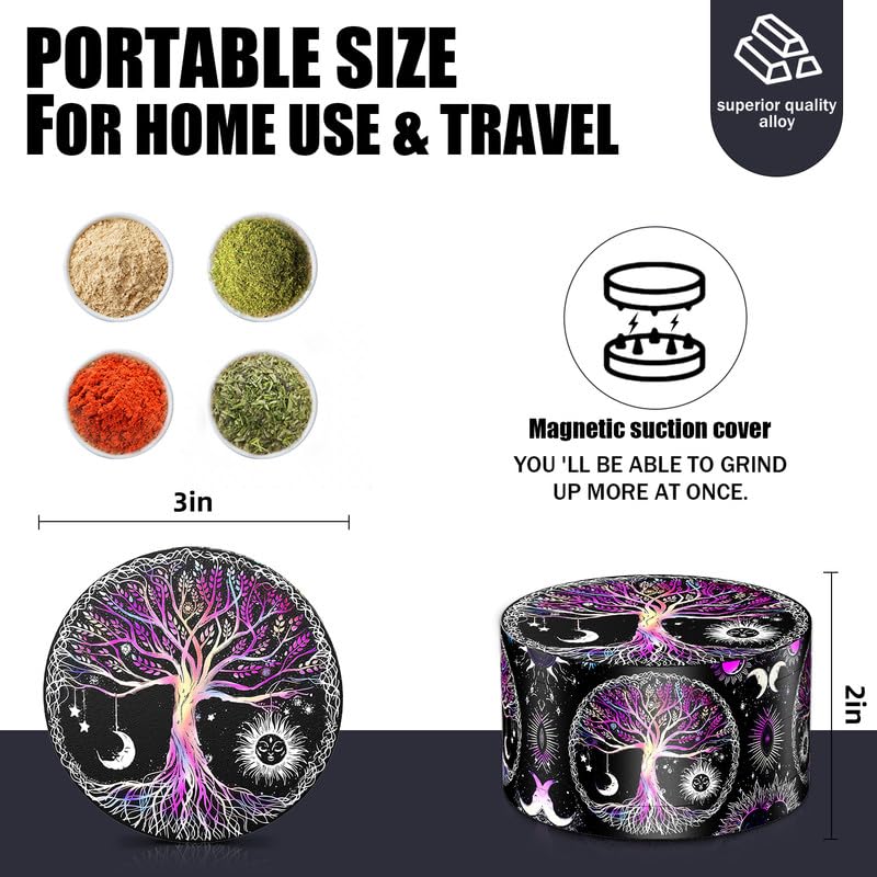 Grinder Spice Grinder Grinder,3.0 Inch Bohemian Tree Of Life,Zinc Alloy Grinder,Easy To Carry Easy To Clean,Perfect Gift