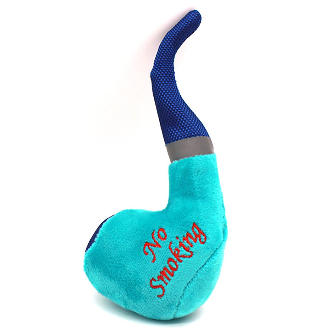 Chewtoyo Pet Teething Decorative Tobacco Pipe Toy Interactive: Stuffed Squeaky Biteproof Funny Chewers for Dog Tooth Cleaning, Coffee357
