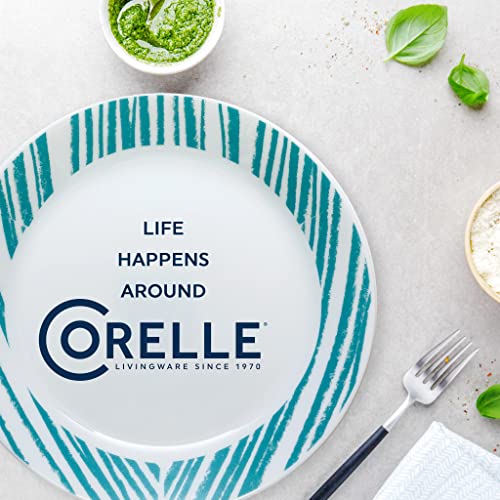 Corelle Everyday Expressions 12-Pc Dinnerware Set, Service for 4, Durable and Eco-Friendly, Higher Rim Glass Plate & Bowl Set, Microwave and Dishwasher Safe, Geometrica