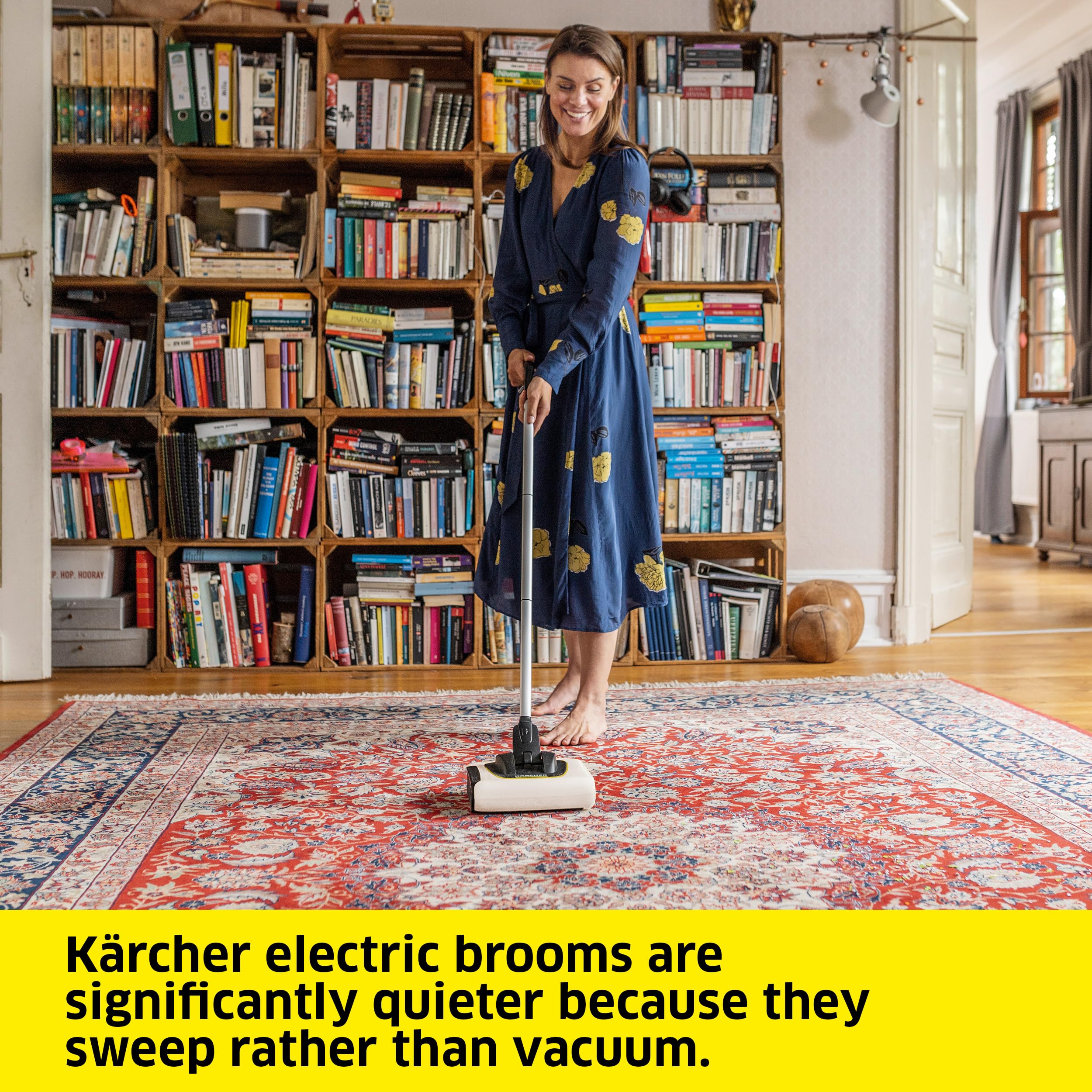 Kärcher KB 5 Electric Floor Sweeper Broom - Multi-Surface - Lightweight and Cordless - Ideal for Fur, Hair, Dirt, & Debris - 8.25" Cleaning Width - White