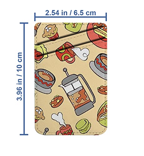 Diascia Pack of 2 - Cellphone Stick on Leather Cardholder ( Coffee Pot Cup Tea Baking Pattern Pattern ) ID Credit Card Pouch Wallet Pocket Sleeve