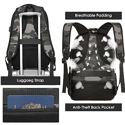 BIKROD Backpack for Men, Large School Backpacks for Teens Water Resistant Travel Back Pack with USB Charging Port, Business Anti Theft Durable Computer Bag Gifts Fits 17.3 Inch Laptop
