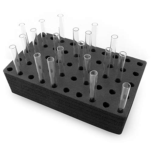 Polar Whale Test Tube Rack Black Foam Storage Rack Organizer Stand Transport Holds 50 Tubes Fits up to 10mm Diameter