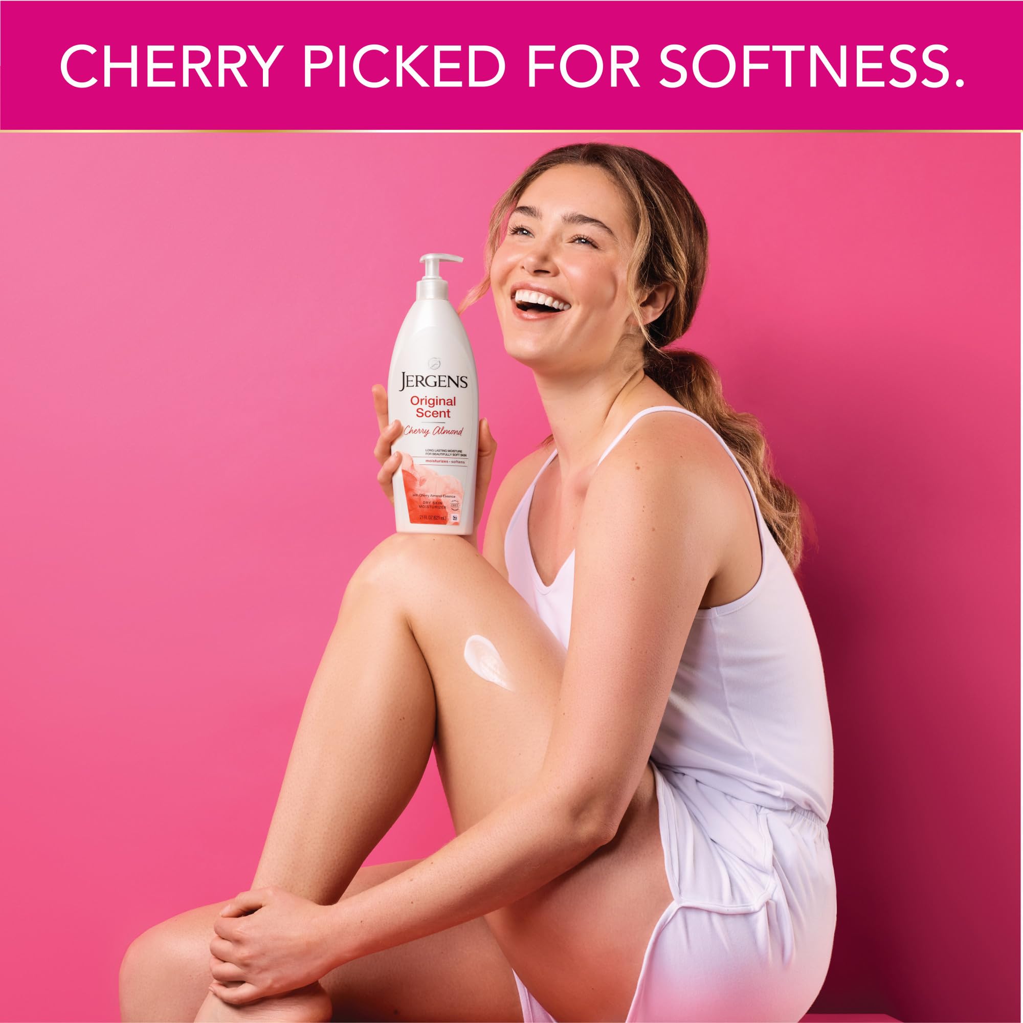 Jergens Original Scent Dry Skin Body Lotion, Hand and Body Moisturizer, Cherry Almond Essence, Dermatologist Tested, 21 Oz