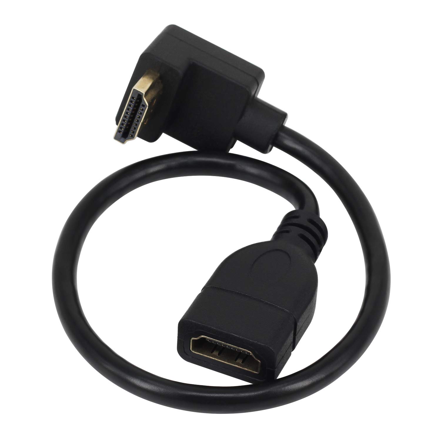 Yeworth [2 Pack 0.95FT High Speed Gold Plated HDMI Extension Adapter Cable, 90 Degree Down Angle A Male to A Female Extension Wire Cord HDMI Extender Cable