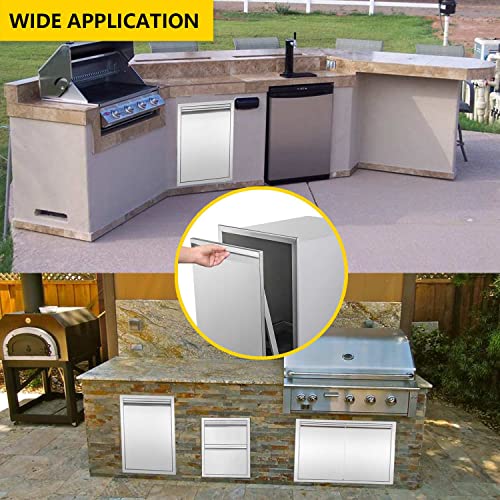 Atatod Pull-Out Double Trash Drawer Stainless Steel Outdoor Kitchen Trash Drawer Storage for Two 10 Gallon Commercial WastebasketsâŚ