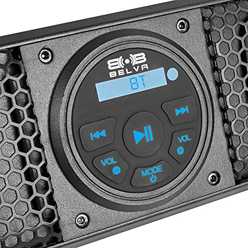 BELVA BASB26 26β Wide IPX5 Weatherproof Marine UTV ATV Sound Bar, Four 3" Speakers, Two 1" Tweeters, Built-in Amplifier, AUX Input, USB Input, Bluetooth Audio and Wireless Remote