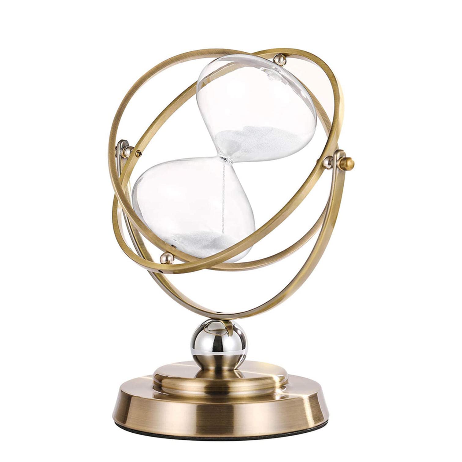 BAWAQAF 360 Degree Rotating Hourglass European Metal Sand Timer 60 Minute Sand Clock Vintage Brass Sandglass Home Office Kitchen Timer