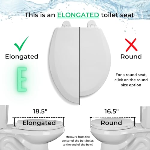 Centoco Black Toilet Seat Elongated, Toilet Seat Cover, Closed Front with Cover, Residential, Top Mount Plastic Hinge, Plastic, Made in the USA, 600-407
