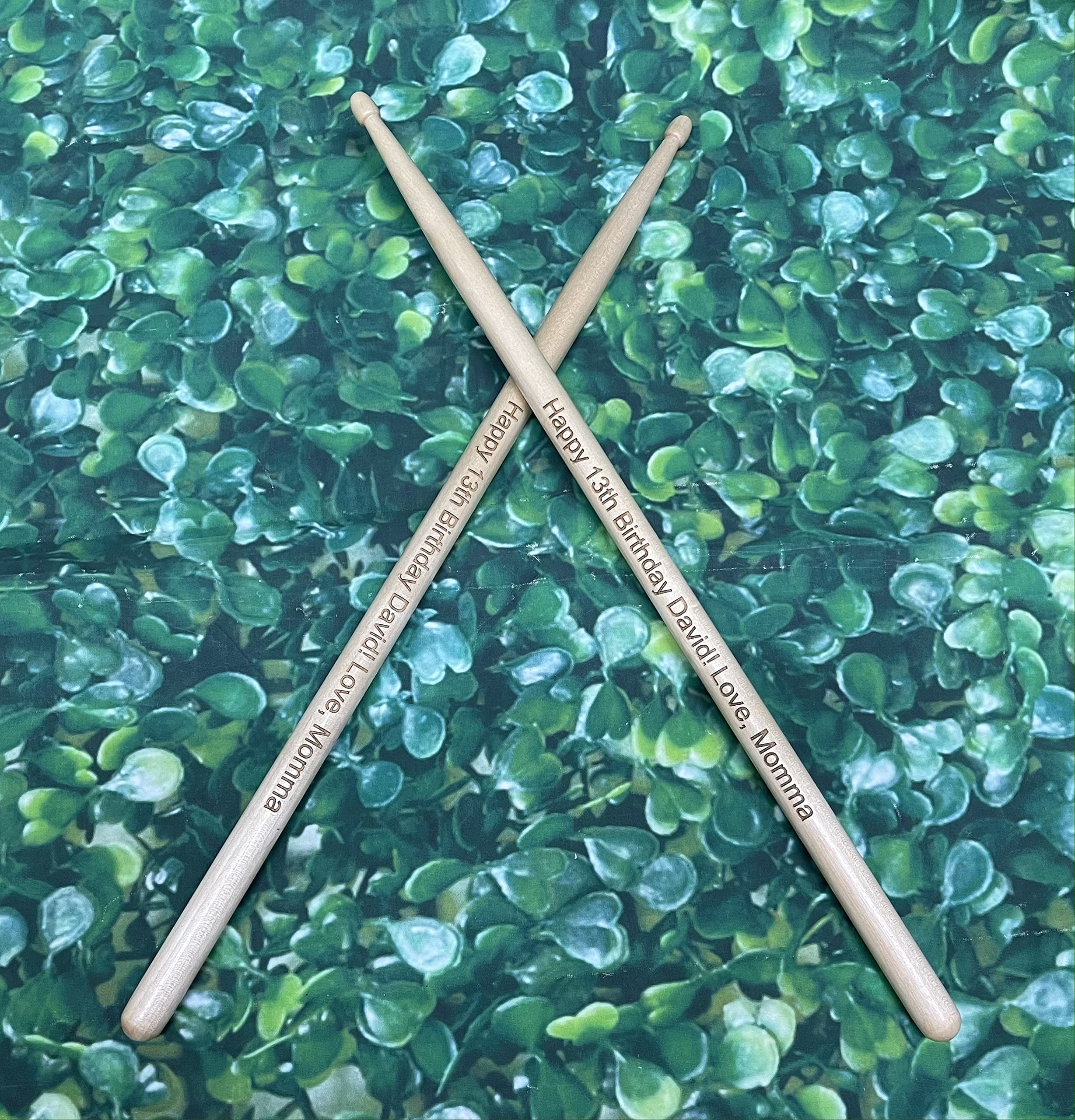 Drumsticks Set of Monogrammed Personalized Professional Grade Wooden Drumsticks