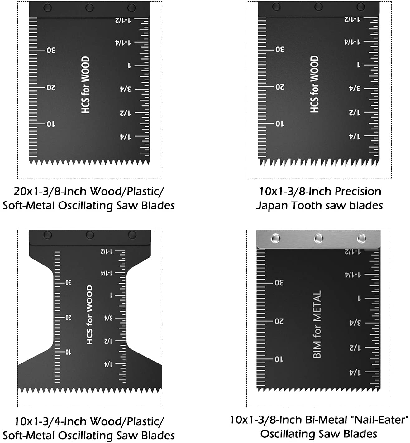 50 Pack Professional Oscillating Saw Blades Upgrade Wood/Bi-Metal Universal Quick Release Multitool Tool Blade Tooth for Bosch, Craftsman, Dremel, Fein, Ridgid, TCH, Makita, Milwaukee, Rockwell