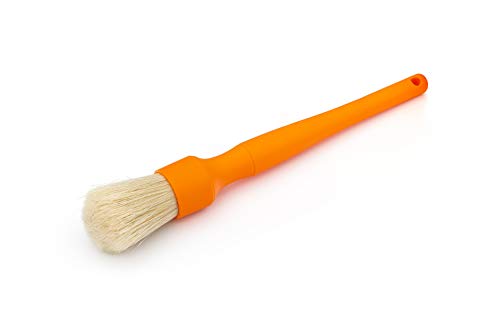 Detail Factory - Natural Boar's Hair Detailing Brush Combo Kit - Heavy Cleaning Action for Small Spaces, Engine Bays, Exterior Detailing, One Long Handle + One Short Handle, Orange (2-Pack)