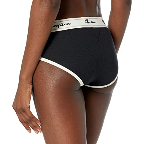 Champion Women's Heritage Stretch Cotton Hipster Underwear, Moisture Wicking, Single or 3-Pack, Black, 1-Pack, Small