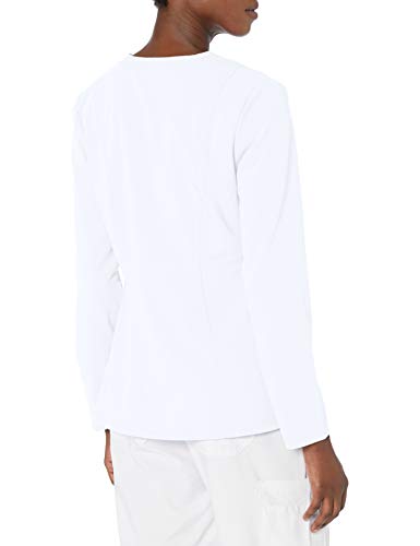 Dickies Xtreme Stretch Women Warm Up Scrubs Jacket Snap Front 82310, L, White