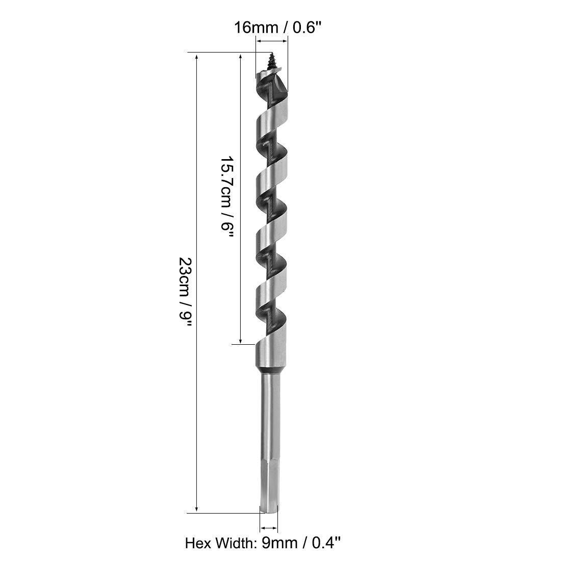 uxcell Auger Drill Bit Wood Hex Shank 16mm Cutting Dia Highbon Steel for Electric Bench Drill Woodworkingpentry