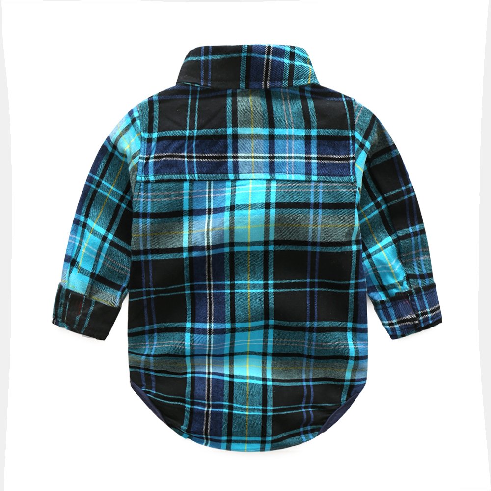Kimocat Casual Suit for Toddler Boy 2Pcs Long Sleeve Plaid Shirtand Jeans Outfits