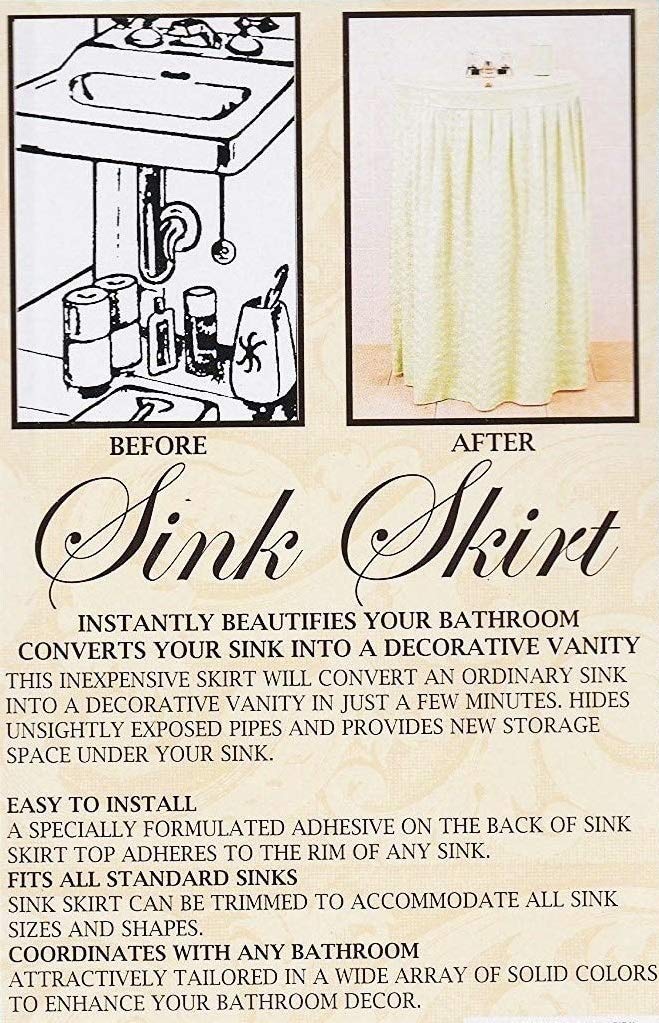 Better Home Premium Vinyl Sink Skirt Bath Vanity Cover Waterproof Luxurious Shell Design (Navy)
