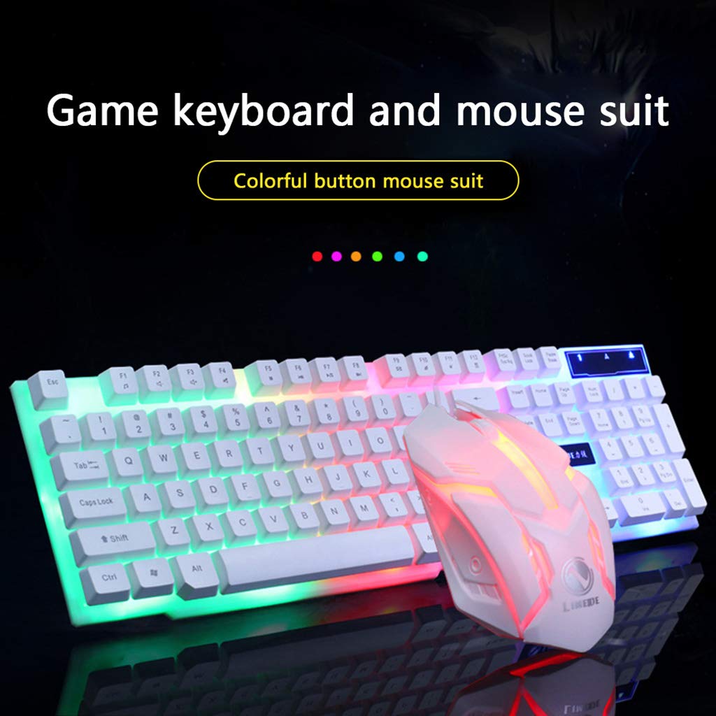 QYIYA GTX300 USB Wired 104 Keys RGB Backlight Ergonomic Gaming Mouse Keyboard Set,Black
