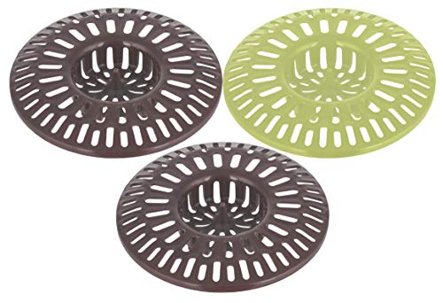 Bathroom Hair Strainer - Pack of 3 - Kitchen Sink Basket Drain Stopper - Shower Cover Filter for Bathtub