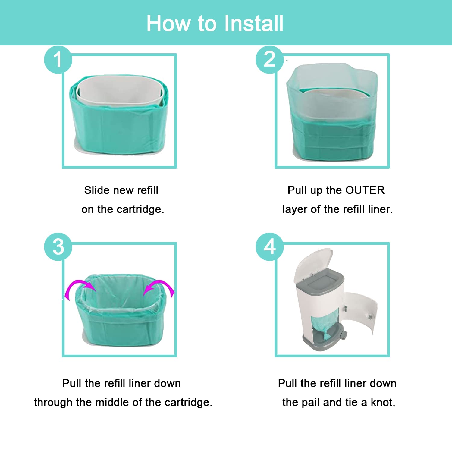 6 Pack Adult Diaper Disposal Liner Refills Compatible with Janibell Akord 280 Slim Adult Diaper Disposal System and Akord Slim Incontinence Disposal System(NOT Compatible with 330 pails)