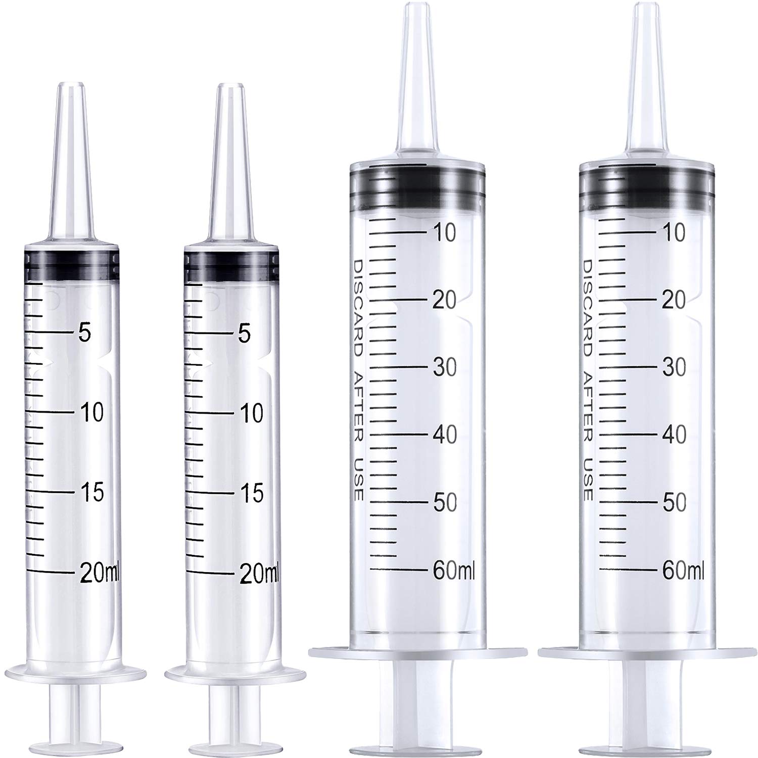 Frienda Large Plastic Syringe 4 Pack Measuring Syringe Tools Dispensing Multiple Uses (20 ml and 60 ml)