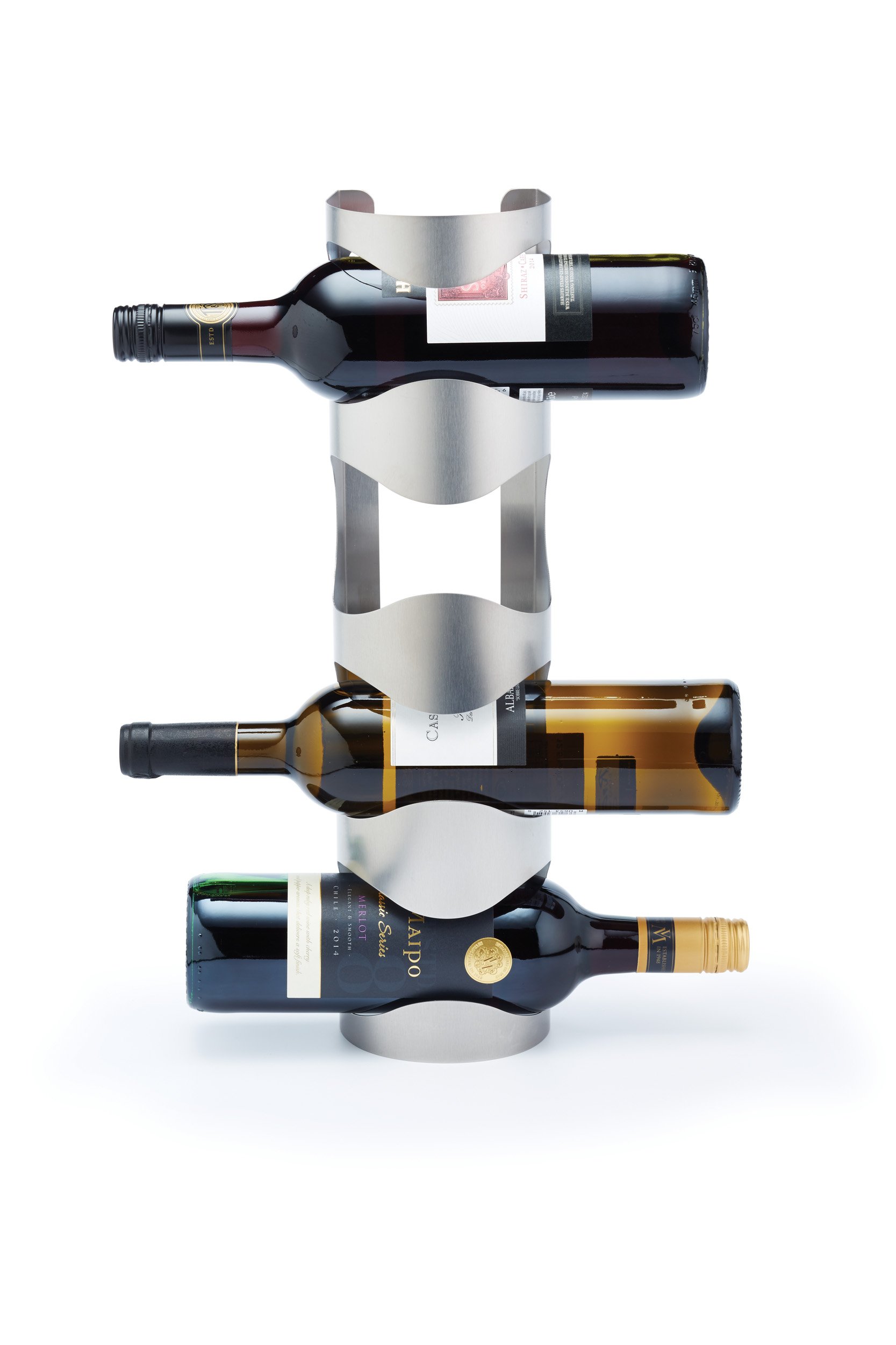 BarCraft Wall Wine Rack, Stainless Steel, 4 Bottle Holder