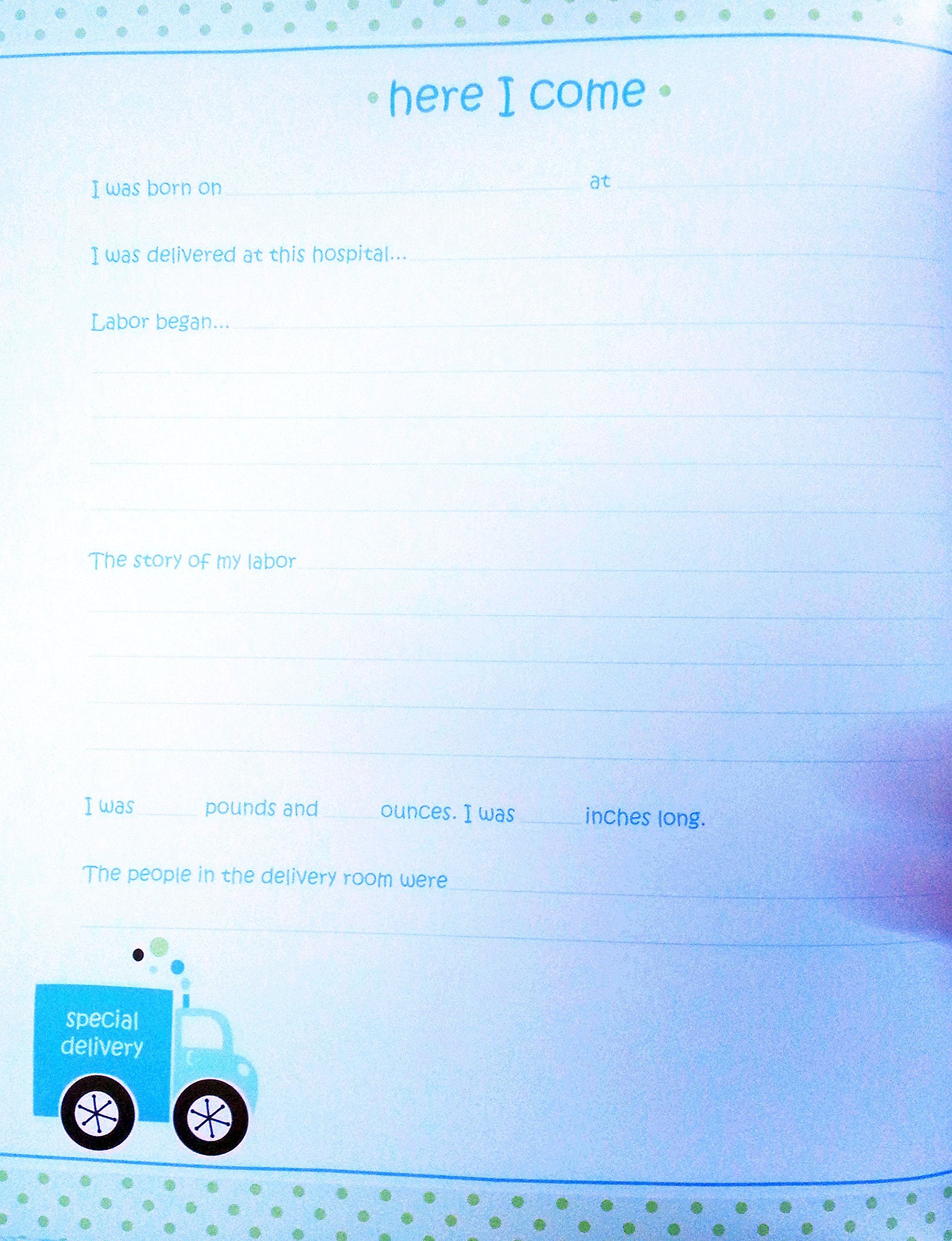 Lil Peach Train Baby Five Year Memory Book Photo Journal, Cherish Every Precious Moment Of Your Babys First Years, Blue