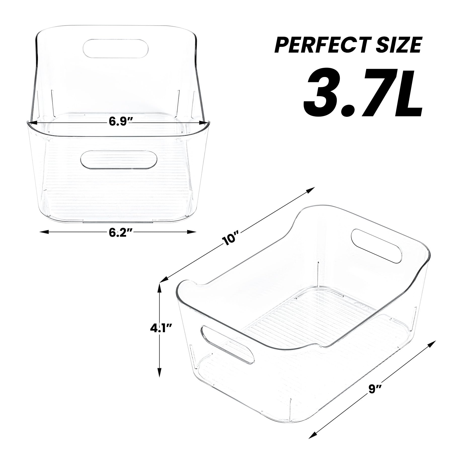 CiWiVOKi Clear Plastic Storage Bins, Set of 12, Multi-Use Organization and Storage Containers for Pantry, Cabinet, Refrigerator, Freezer, Bathroom, Organizer Bins for Home & Kitchen