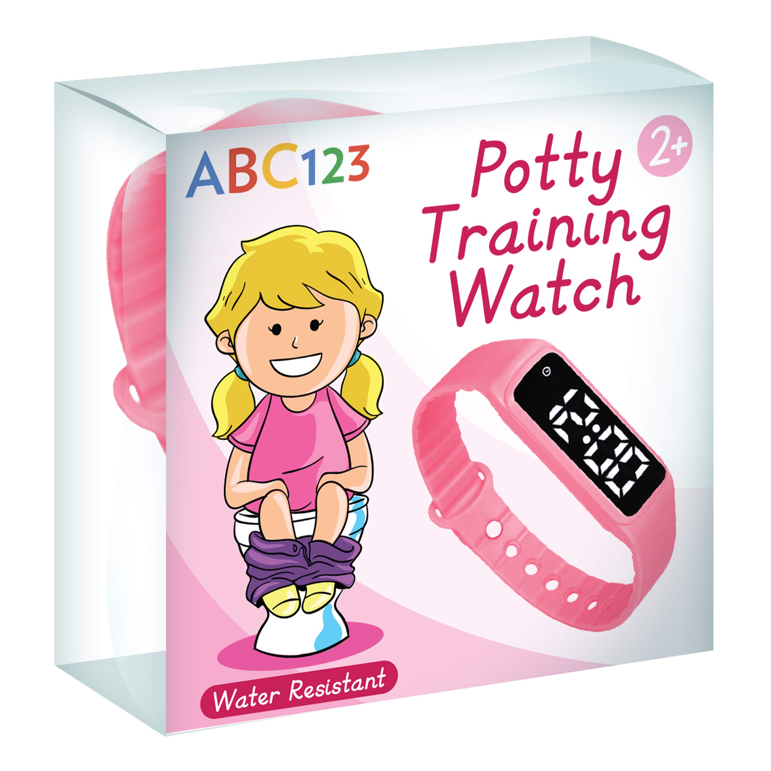 ABC123 Potty Training Watch - Baby Reminder Water Resistant Timer for Toilet Training Kids & Toddler (Pink)
