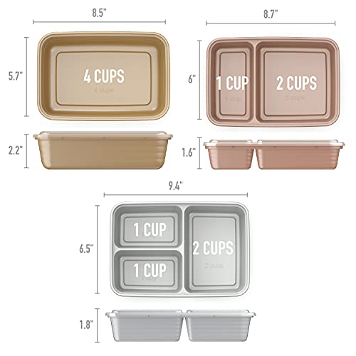 Bentgo® Prep 60-Piece Meal Prep Kit - 1, 2, & 3-Compartment Containers with Custom Fit Lids - Microwaveable, Durable, Reusable, BPA-Free, Freezer & Dishwasher Safe Storage Containers (Gleam Metallics)