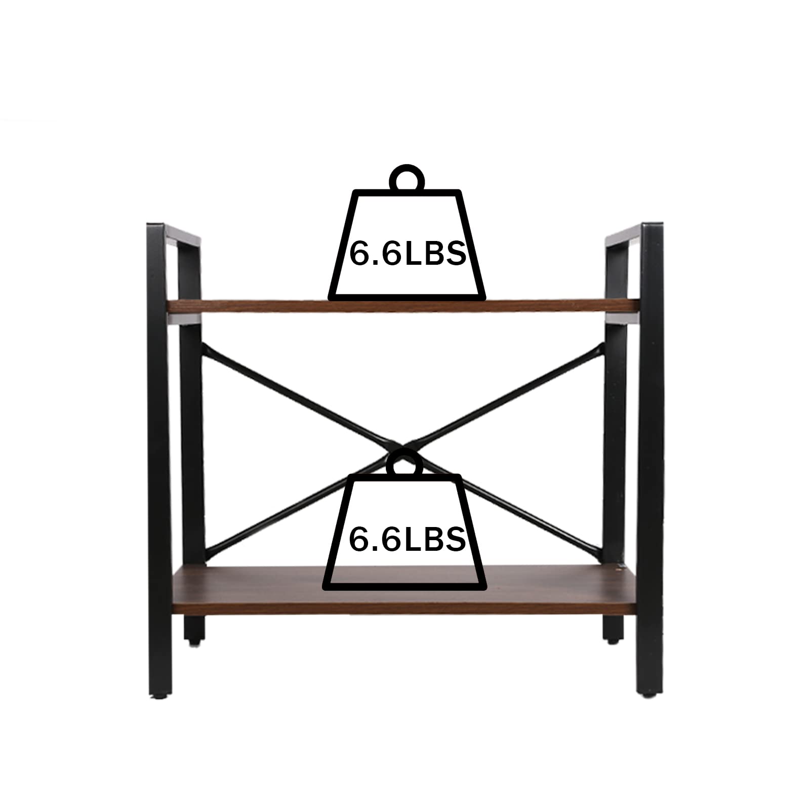 YSSOA 2 Tier Shelf, Industrial Rustic, Vintage Storage Rack, 23.6βx12.6βx21.6β, Cozy Double Layer Wooden Shelf, Rustic Brown