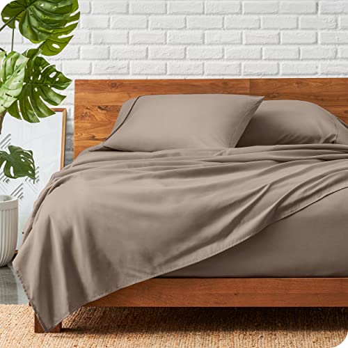 Bare Home Queen Sheet Set - Luxury 1800 Ultra-Soft Microfiber Queen Bed Sheets - Double Brushed - Deep Pockets - Easy Fit - 4 Piece Set - Bedding Sheets & Pillowcases (Queen, Taupe)