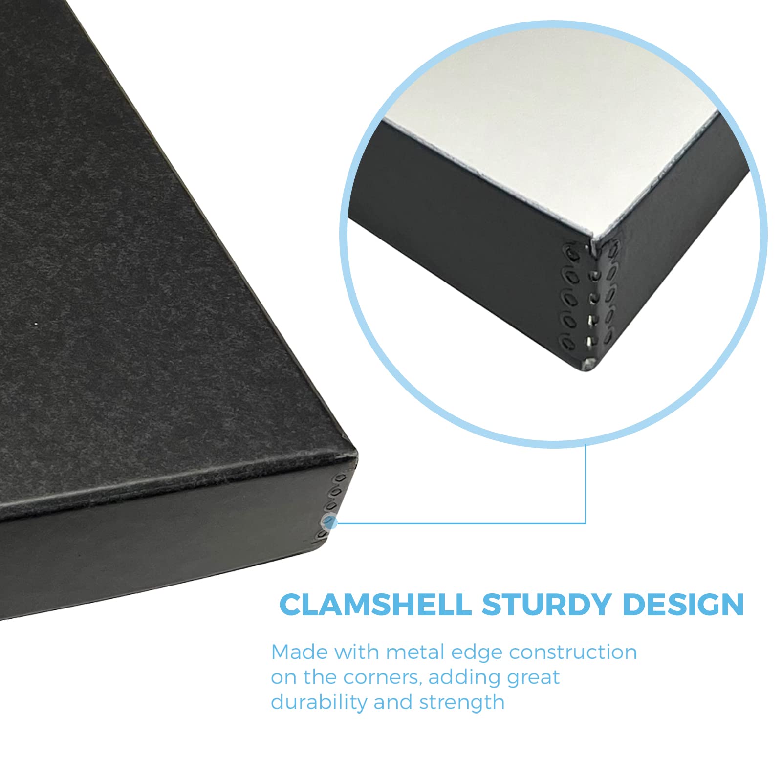 Lineco Clamshell Folio Storage Box, 16.5" x 20.5" x 1.75" Prints, Metal Edge Archival Boxboard, Color: Black