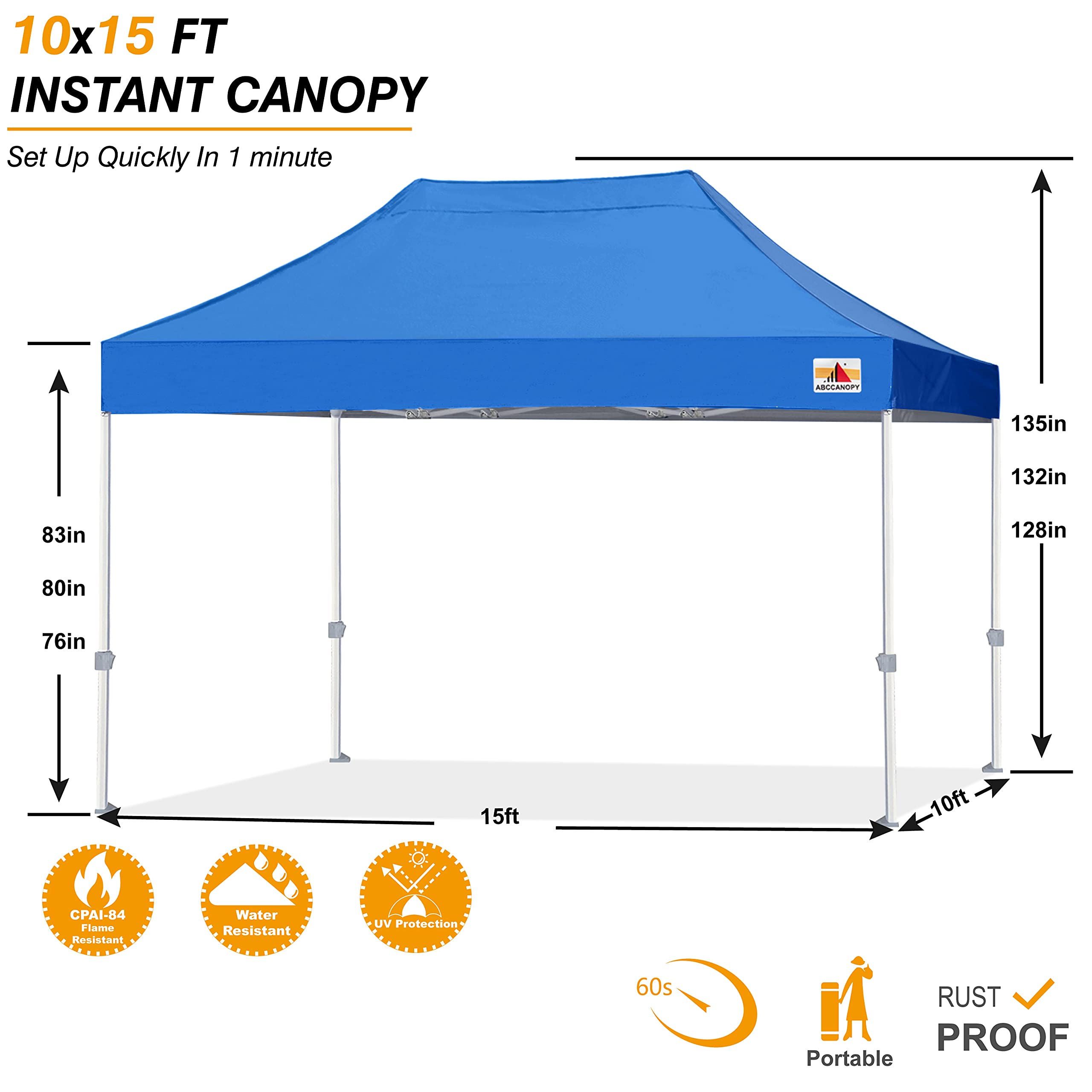 ABCCANOPY Commercial Aluminium Pop Up Canopy Tent 10x15 Premium-Series, Royal Blue