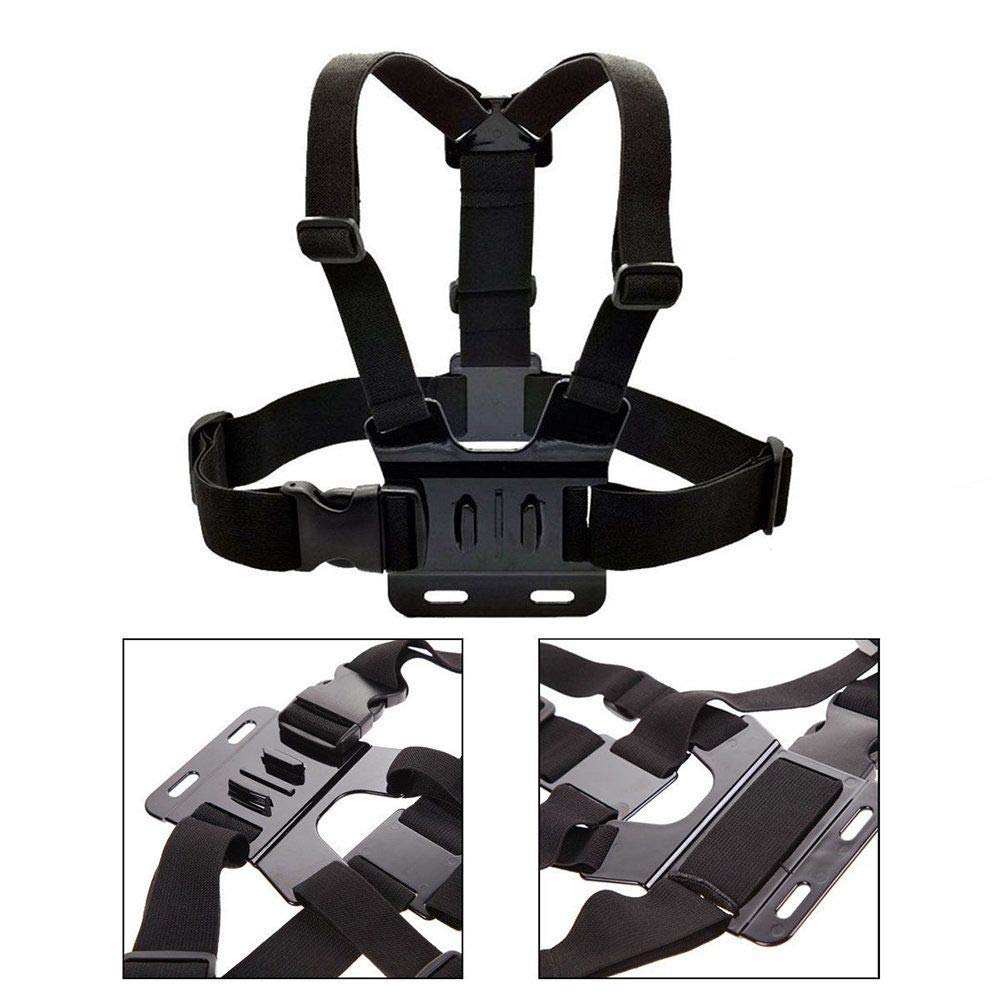 Action Camera Accessories Handlebar Head Chest Mount Strap Harness Adaptor with Cell Phone Clip for Gopro Hero/iPhone 15 14 13 12 11 Pro Max