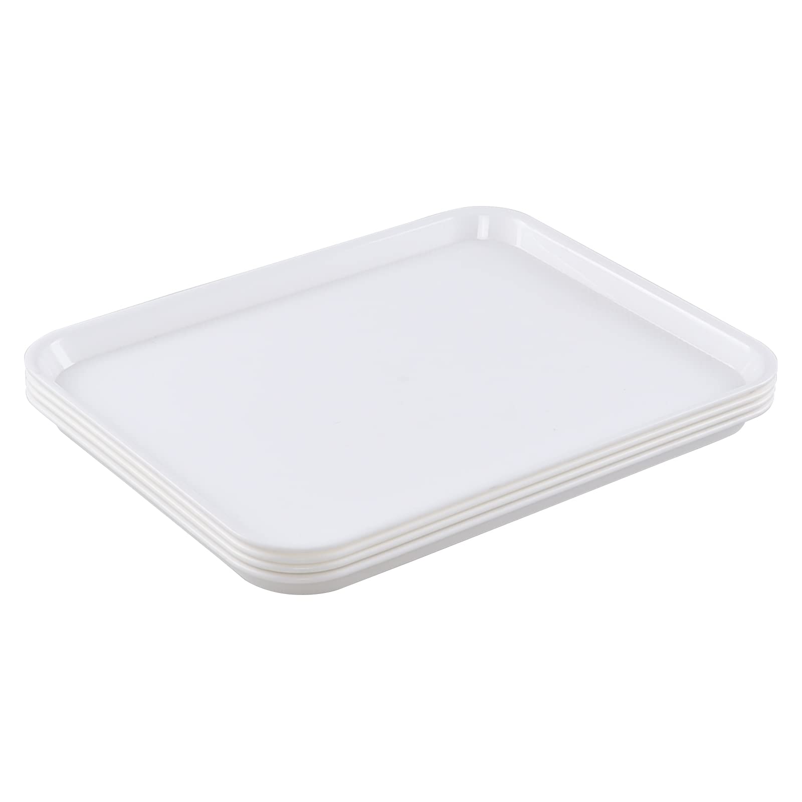 Bblina Plastic Serving Trays, Fast Food Serving Trays Set of 4, White