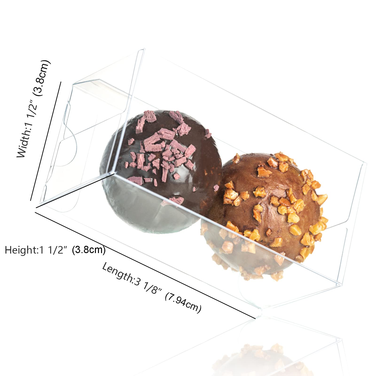 SLShePack 45 Pack 3 1/8"x1½"x1½" Plastic Clear Truffle Boxes Packaging 2 Chocolate Boxes Wedding Favor Caramels Boxes Candy Gift Boxes little glass bears boxes treat boxes (Pay Attention To Size)