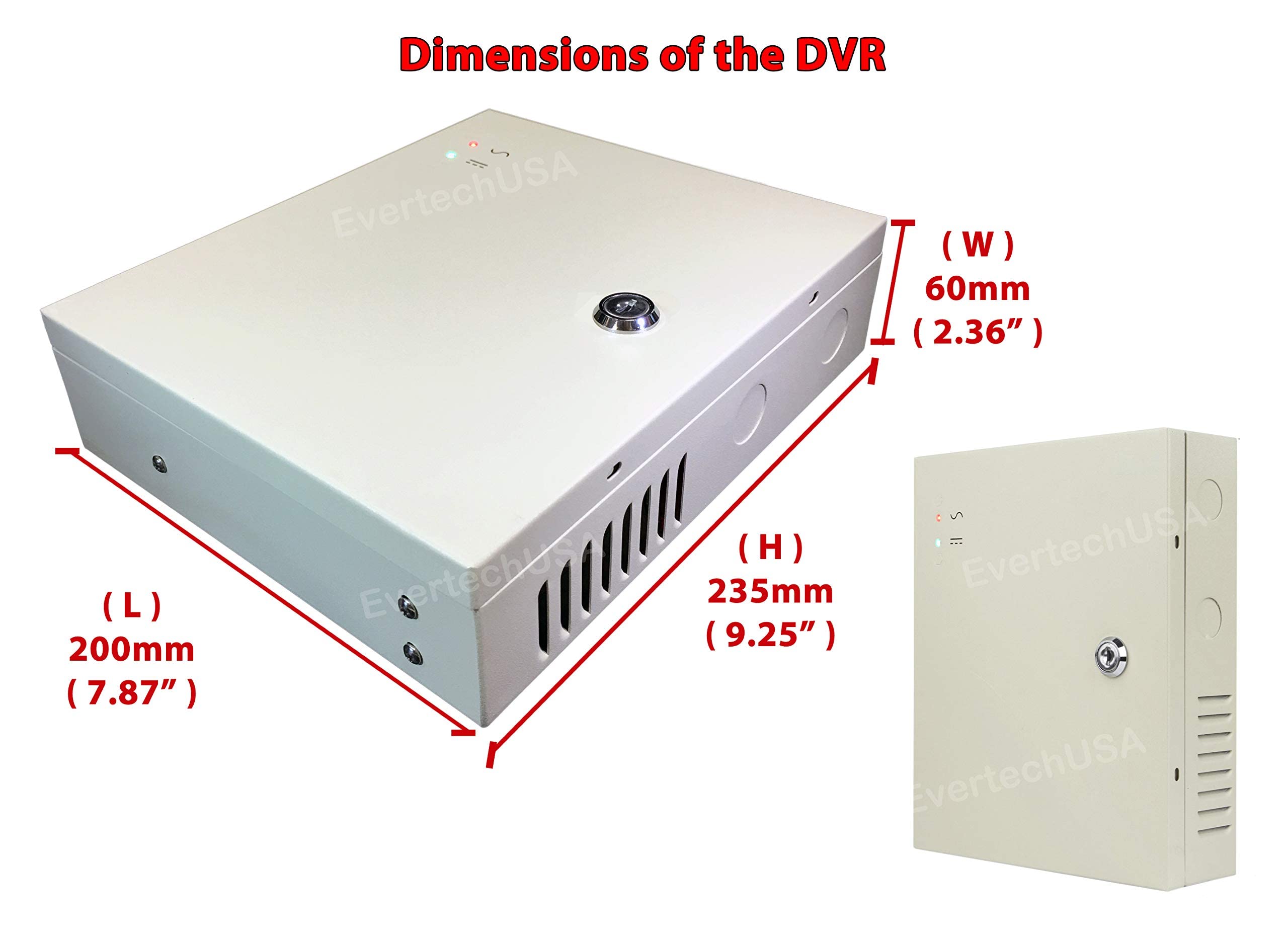 Evertech 16 Channel 12 Volt DC Output CCTV Distributed Power Supply Box for Security Camera with 18 Pcs. DC Male Pigtail