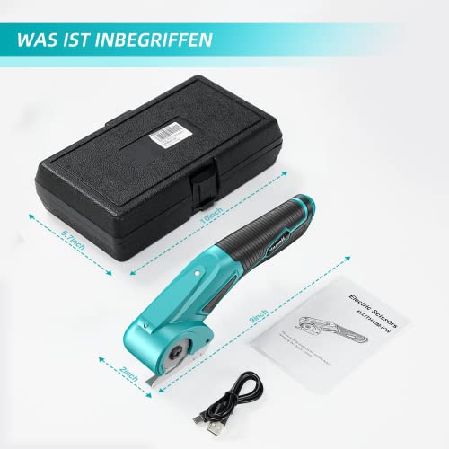 Cordless Electric Scissors Upgraded, Uaoaii 4V Electric Cardboard Box Cutter w/Storage Case, Safety Lock & LED Light, Rechargeable Fabric Cutter Power Rotary Cutters for Leather Felt, Effortless