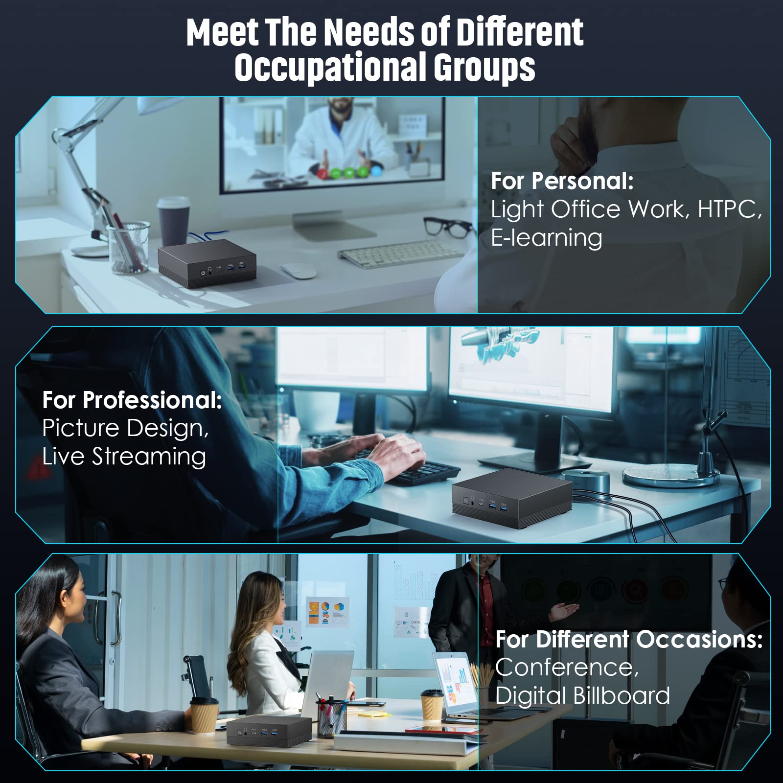 ACEMAGICIAN Ryzen Mini PC, AMD Ryzen 5 5600U(up to 4.2GHz) 6C/12T, 16GB DDR4 RAM 500GB SSD Mini Computer, AM07 Mini Business PC USB-C, Bluetooth, Wi-Fi Windows 11 Pro, Support 4K@60Hz