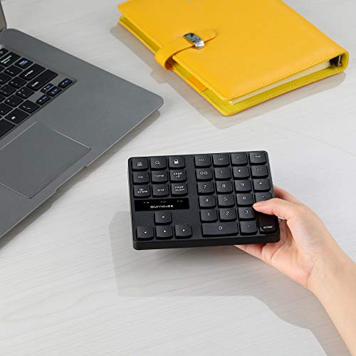 SurnQiee Wireless Numeric Keypad, 2.4G Rechargeable Number Pad 35-Keys for Efficient Data Input