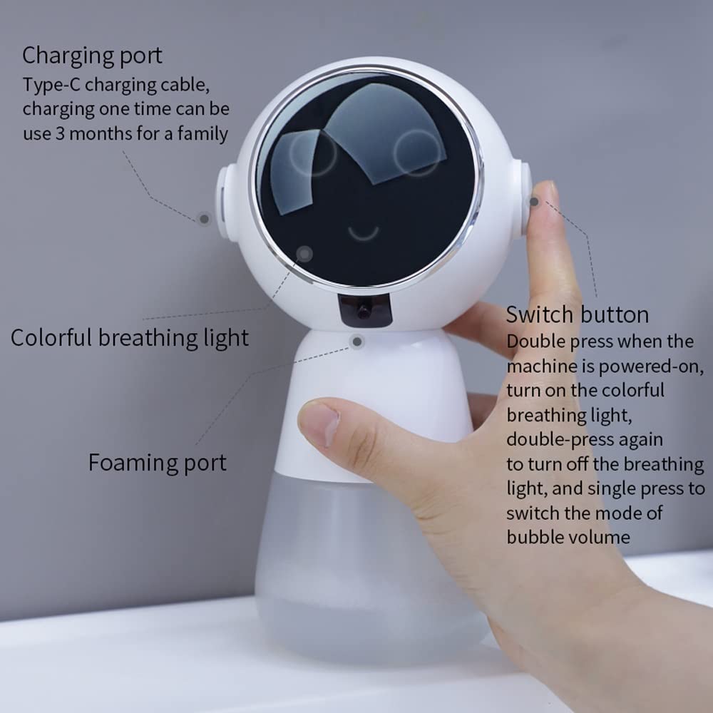 AVLUZ Soap Dispenser,Automatic Foaming Soap Dispenser Smart Induction Hand Sanitizer Dispenser Home Electric Foam Washing Hand Machine (Color : White)