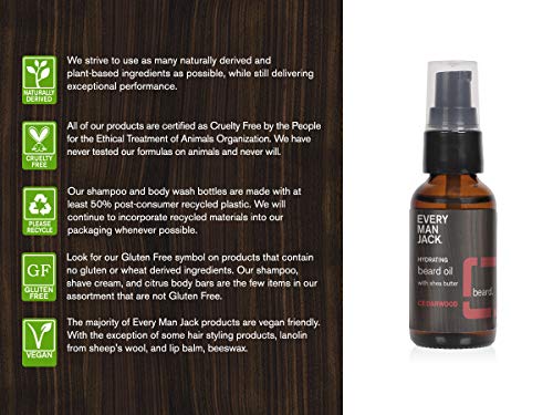 Every Man Jack Beard Oil, Cedarwood, 1.0-ounce