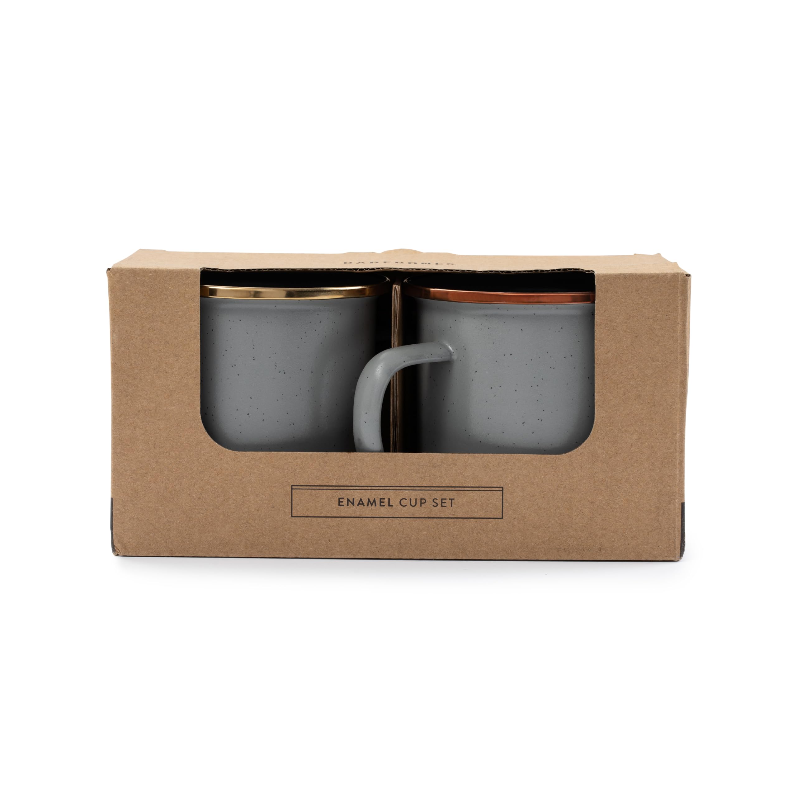 Barebones Enamel Cup - Enameled Steel Mug Set of 2 14-oz - Stainless Steel Rim for Camping and Outdoor Use- Slate Gray