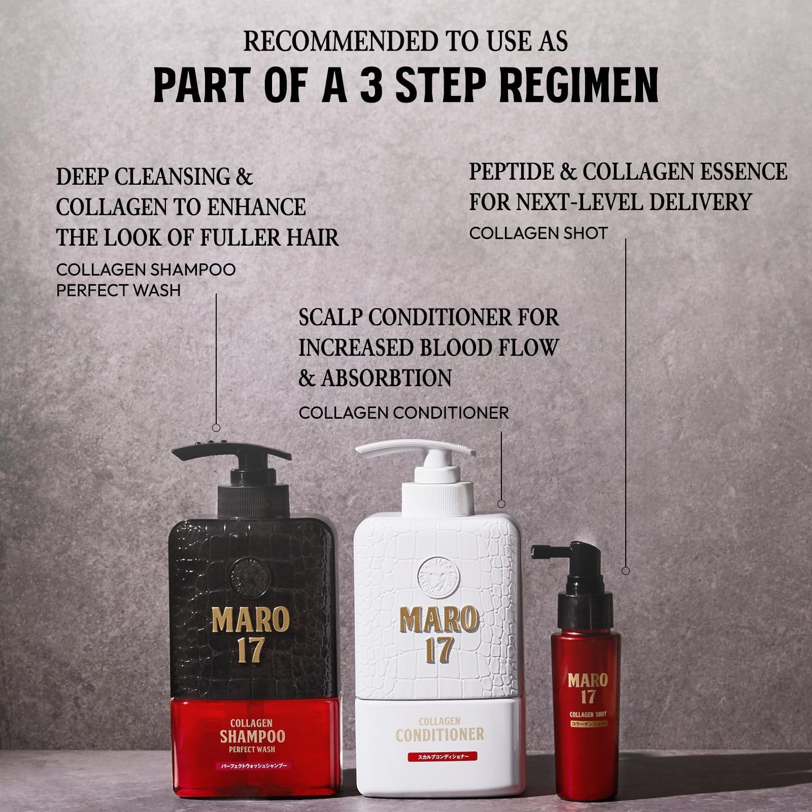 MARO17 MARO17 Collagen Shampoo Perfect Wash - Mens Shampoo for Hair Growth and Volume - Cleanses Dirt and Unnecessary Sebum - Sulfate Free + DHT Blocker and Collagen for Thicker Hair - Gifts for Men