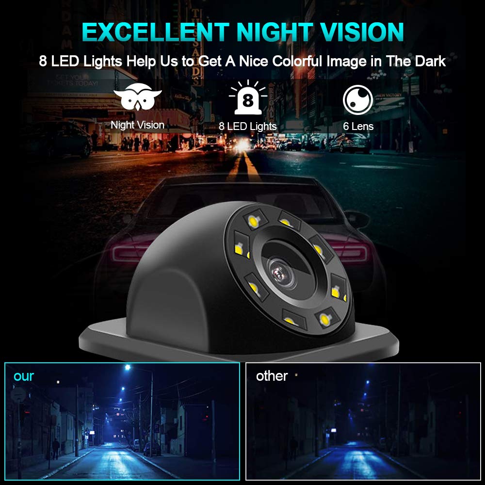 ANYTOP Car Backup Camera,Rear View Reverse Camera 8 LED Lights Night Vision HD Waterproof IP68 with 170° Super Wide Angle Vehicle Backup Camera for Cars Pickup Trucks SUVs RVs Vans