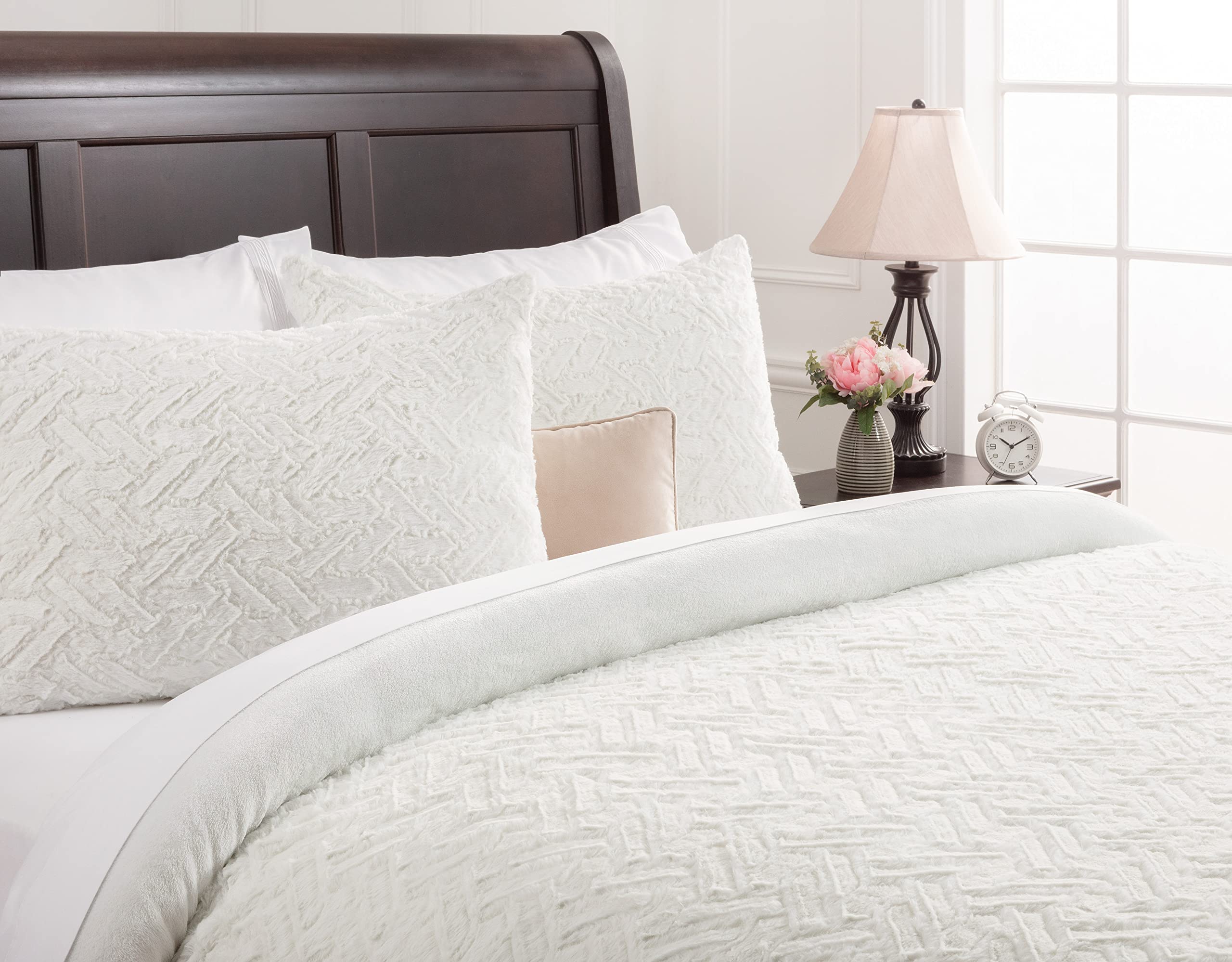 Chanasya Premium Soft Cloud Faux Fur Duvet Cover Bedding Set Queen Size - 3 Piece Combo Set - Textured Embossed Fuzzy Soft Velvet Mink Bedcover - Zipper Closure Machine Washable - Tan Turquoise